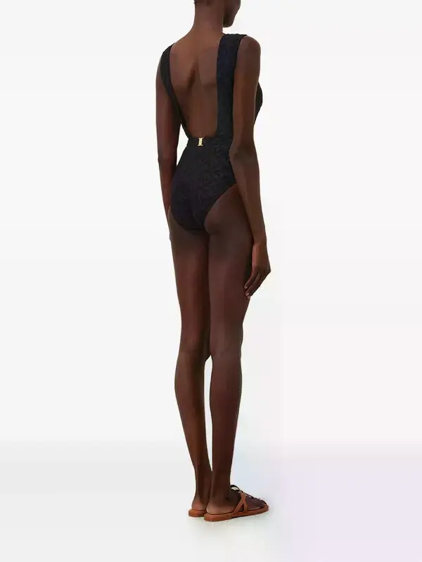 Zimmermann Geometric-print Belted One Piece Swimsuit