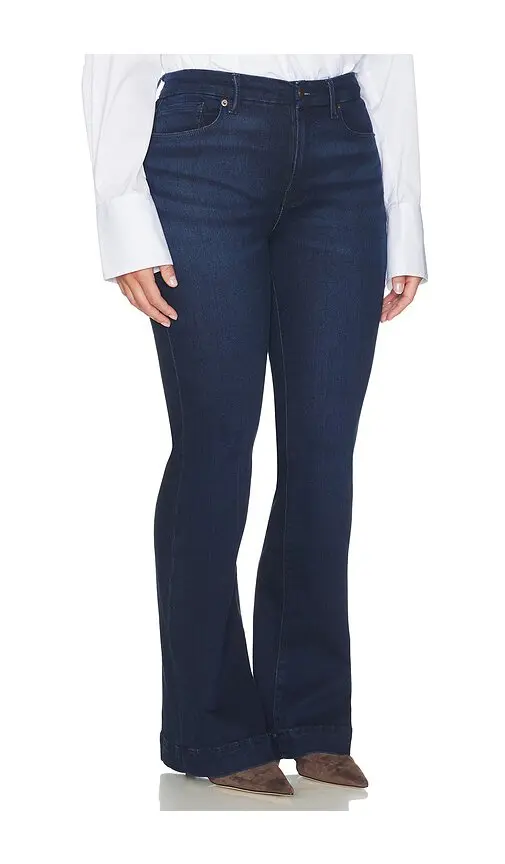 Good American Good Legs Compression Flare Jeans - Blue