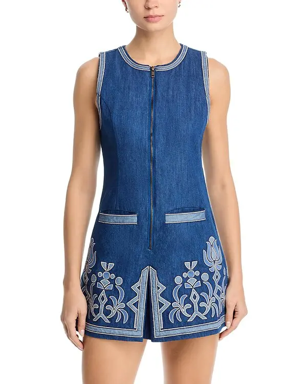Ramy Brook Paulina Embroidered Denim Dress