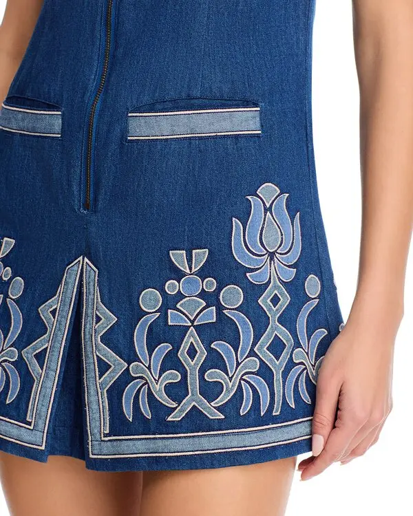 Ramy Brook Paulina Embroidered Denim Dress