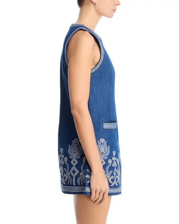 Ramy Brook Paulina Embroidered Denim Dress