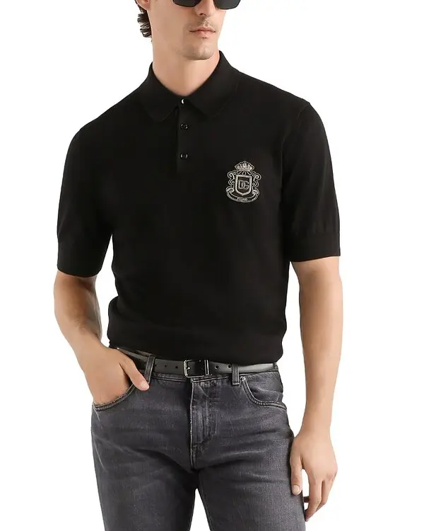 Dolce & Gabbana Logo Emblem Polo Shirt - Black