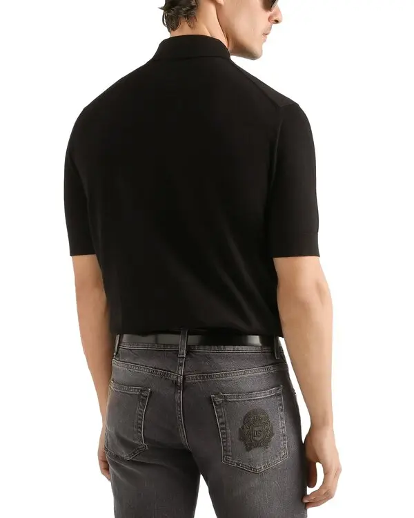 Dolce & Gabbana Logo Emblem Polo Shirt - Black