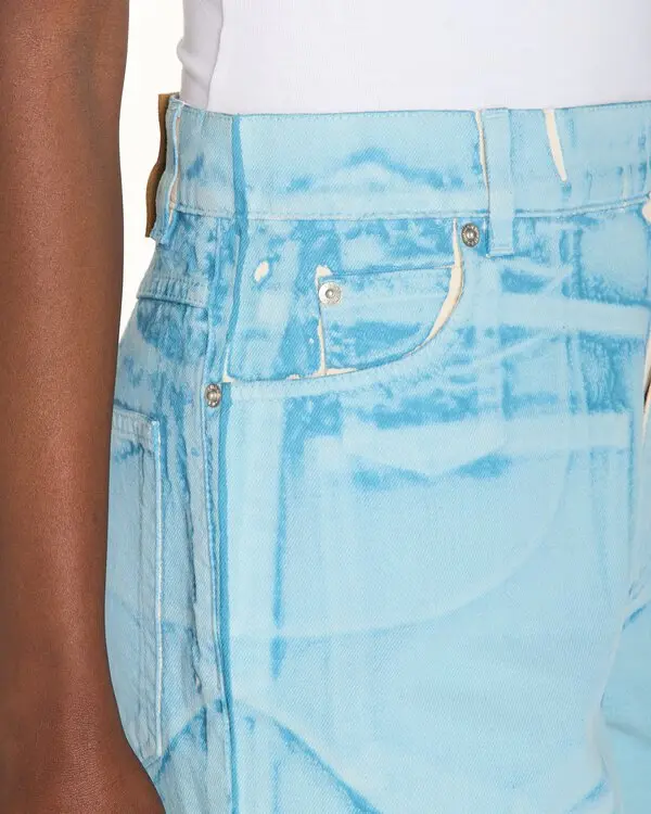 Marni Printed Light Denim Shorts