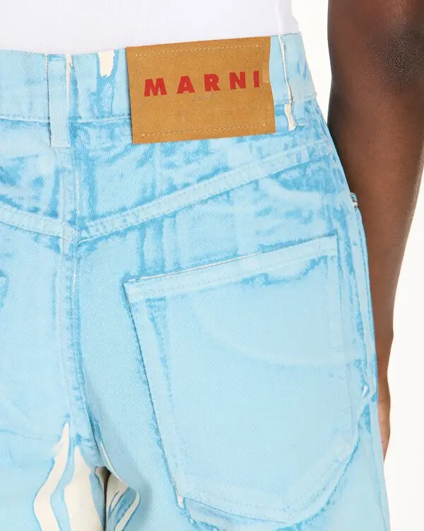 Marni Printed Light Denim Shorts
