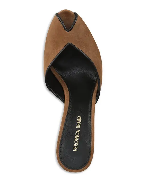 Veronica Beard Mirabel Peep Toe Wedge Heel Sandals - Chestnut/black