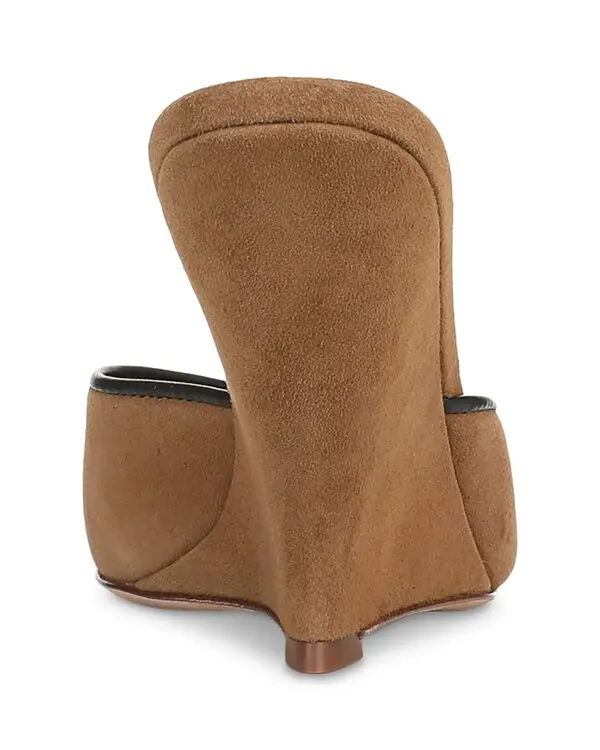 Veronica Beard Mirabel Peep Toe Wedge Heel Sandals - Chestnut/black