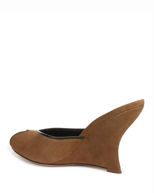 Veronica Beard Mirabel Peep Toe Wedge Heel Sandals - Chestnut/black