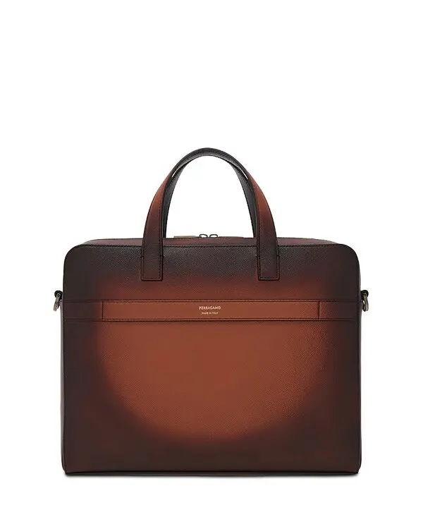 FERRAGAMO Gancini Leather Briefcase - New Cognac