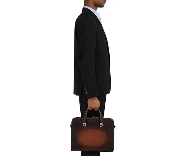 FERRAGAMO Gancini Leather Briefcase - New Cognac