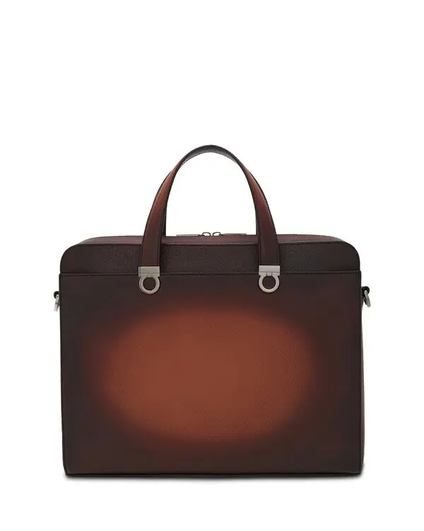 FERRAGAMO Gancini Leather Briefcase - New Cognac