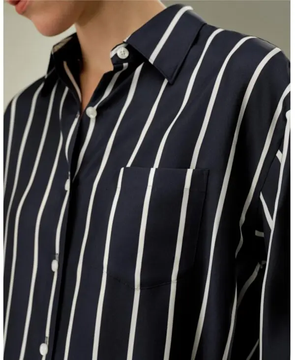 Lilysilk Silk Twill Striped Button-down Shirt