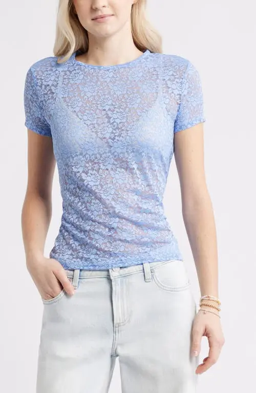 Bp. Stretch Lace Top - Blue Haze