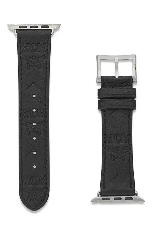 Mcm Apple Watch Band In Embossed Monogram Leather