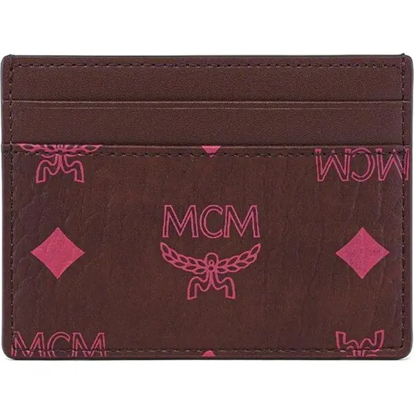 Mcm Aren Card Case In Visetos - Cinnamon