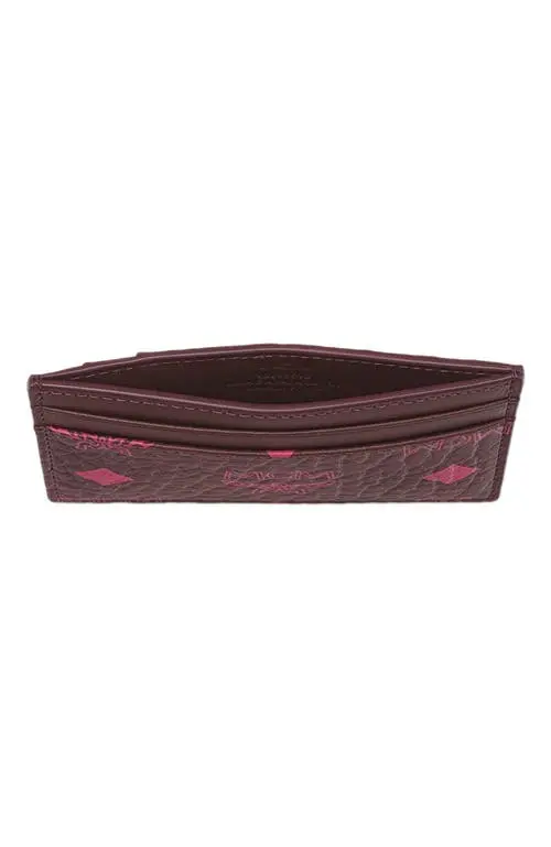 Mcm Aren Card Case In Visetos - Cinnamon