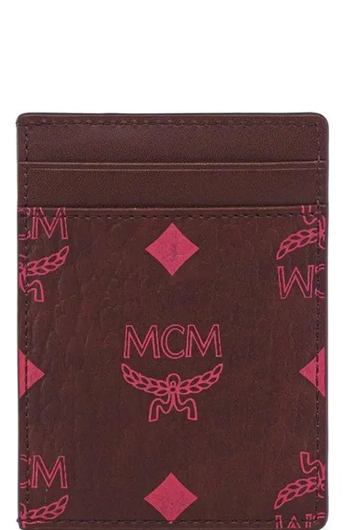 Mcm Aren Card Case In Visetos - Cinnamon