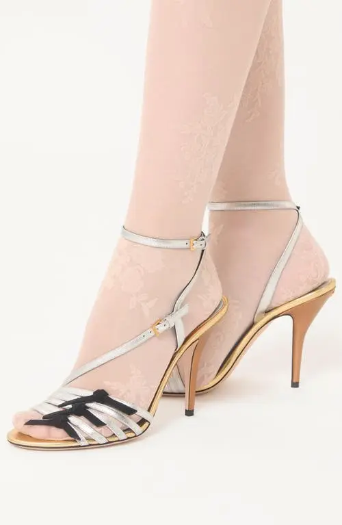 Valentino Garavani Metallic Ankle Strap Sandals - Silver Multi