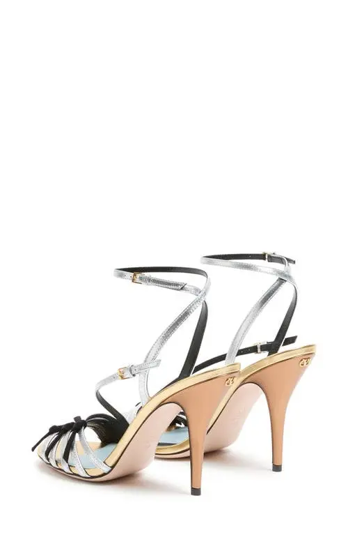 Valentino Garavani Metallic Ankle Strap Sandals - Silver Multi
