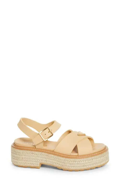 Prada Stride Flow Espadrille Platform Sandals - Naturale