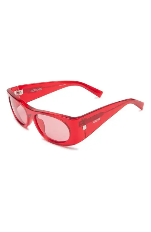 Jacquemus The Pilota Sunglasses - Cherry/silver/cherry
