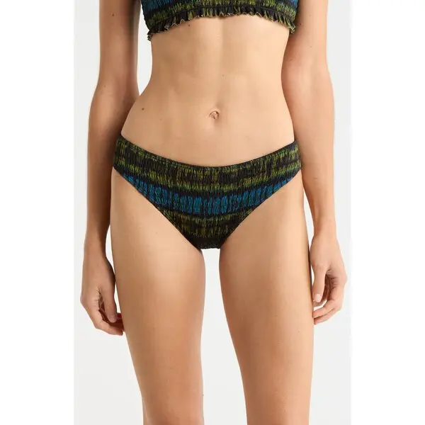 Ulla Johnson Marseille Tie Dye Smocked Bikini Bottom - Lagoon