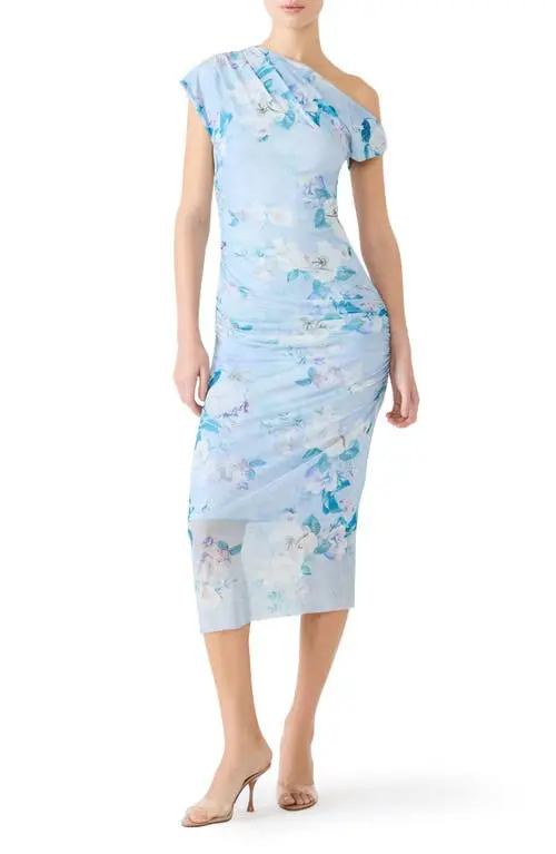 Steve Madden Gracelyn Floral Ruched One-shoulder Midi Dress - Bloom