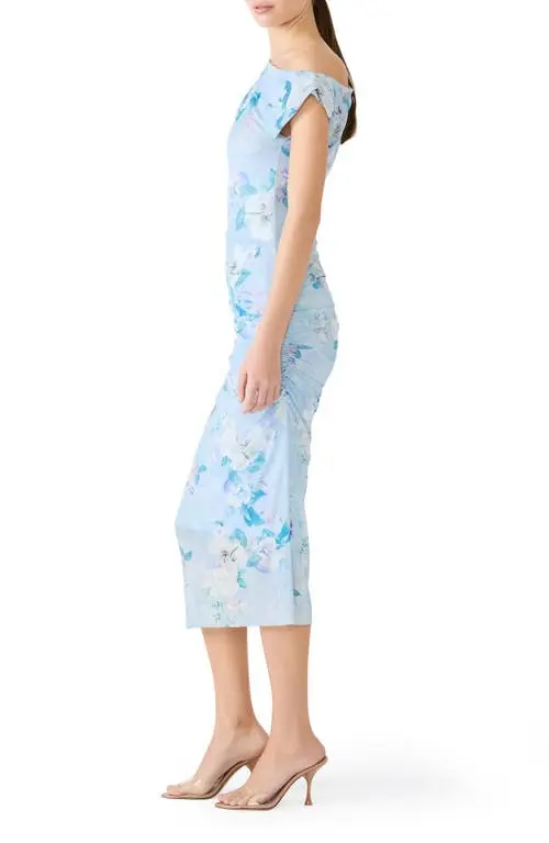 Steve Madden Gracelyn Floral Ruched One-shoulder Midi Dress - Bloom