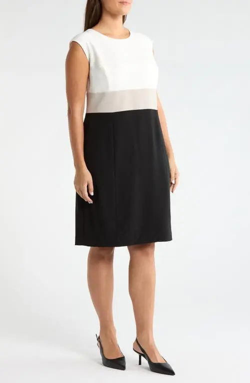 KASPER Colorblocked Stretch Sheath Dress