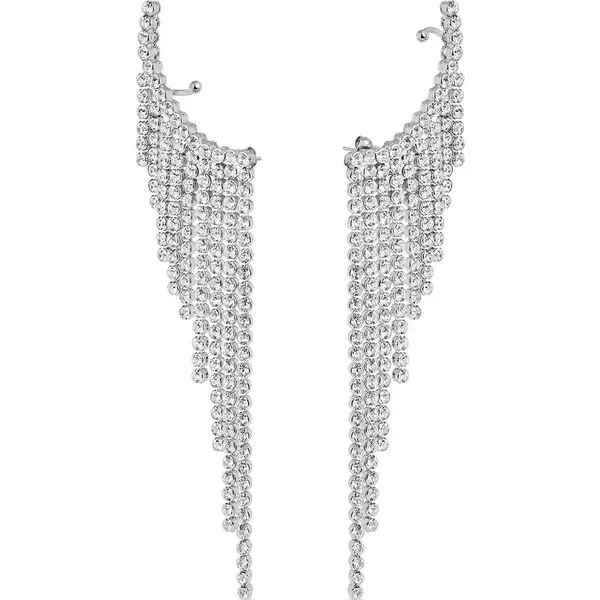Rabanne Tiered Crystal Ear Crawlers - M064 Silver/crystal