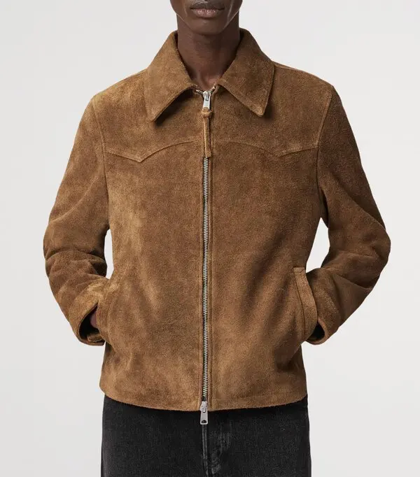 ALLSAINTS Dellcot Suede Jacket - Brown