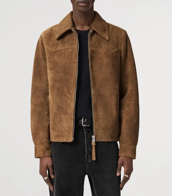 ALLSAINTS Dellcot Suede Jacket - Brown