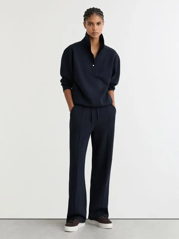 REISS Bella Premium Interlock Wide-leg Joggers