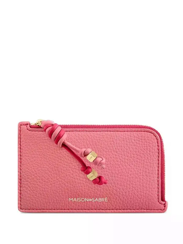 MAISON DE SABRE Zip Pebbled Leather Card Holder - Pink