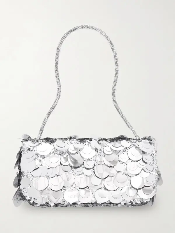 Rabanne Sequined Metallic Leather Shoulder Bag