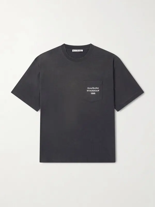 Acne Studios Exford U Oversized Logo-print Distressed Cotton-jersey T-shirt - Black