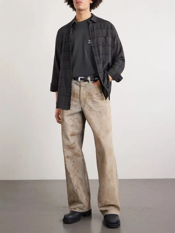 Acne Studios Exford U Oversized Logo-print Distressed Cotton-jersey T-shirt - Black