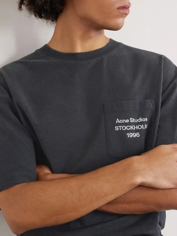 Acne Studios Exford U Oversized Logo-print Distressed Cotton-jersey T-shirt - Black