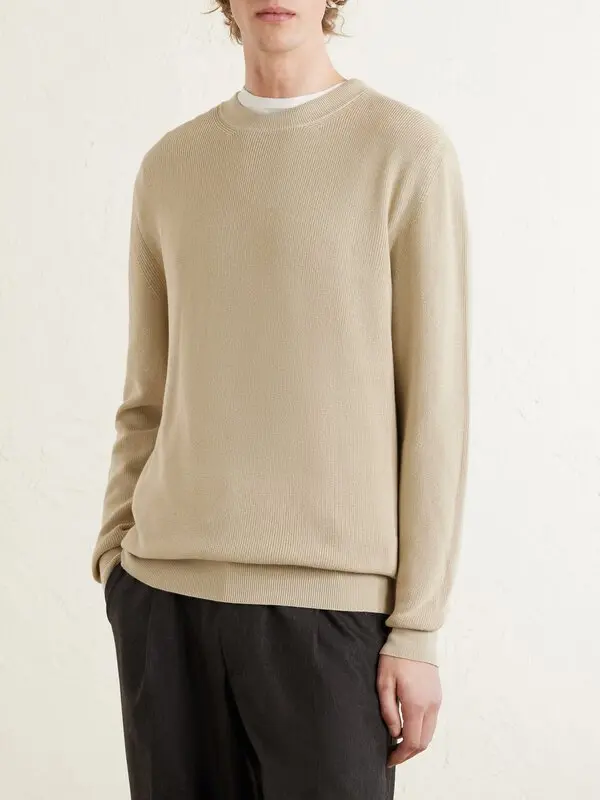 LARDINI Cotton Crewneck Sweater - Neutrals