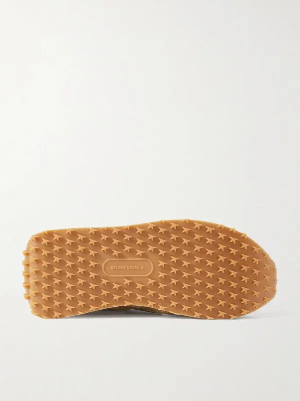 GOLDEN GOOSE Marathon Distressed Suede-trimmed Printed Mesh Sneakers - Neutrals