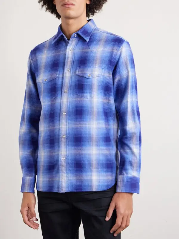 TOM FORD Slim-fit Checked Cotton-flannel Shirt