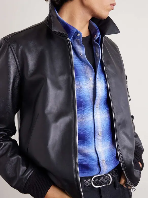 TOM FORD Slim-fit Checked Cotton-flannel Shirt - Navy