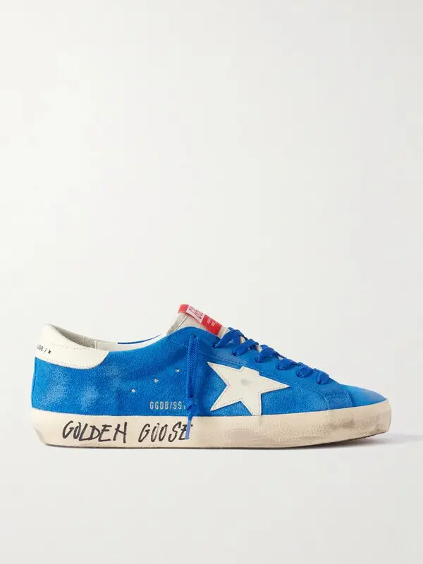 GOLDEN GOOSE Super-star Distressed Sneakers - Blue