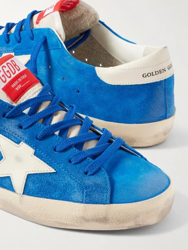 GOLDEN GOOSE Super-star Distressed Sneakers - Blue