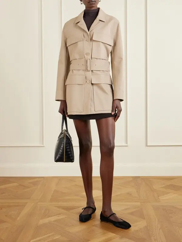 COURREGES Belted Cotton-gabardine Coat