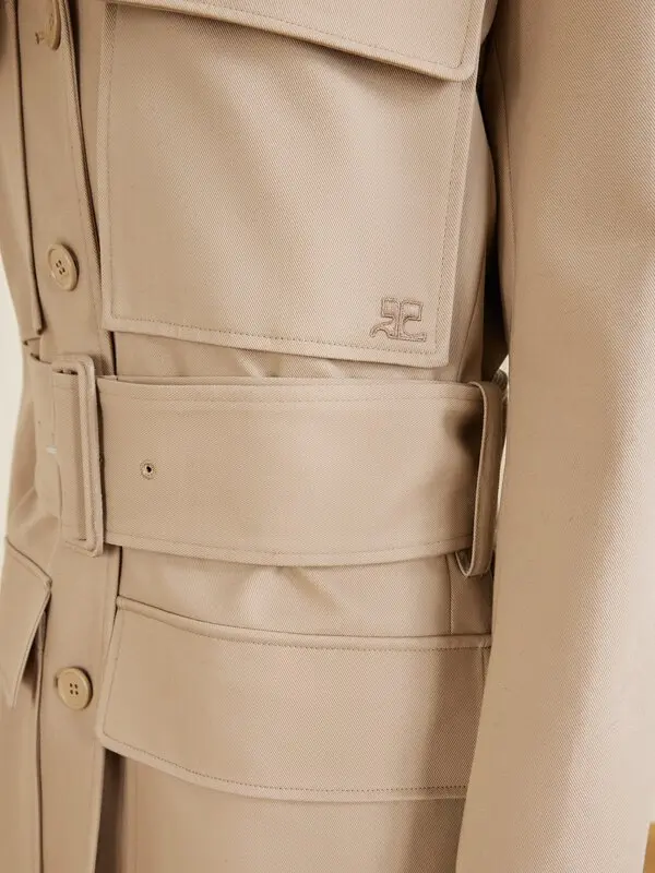 COURREGES Belted Cotton-gabardine Coat