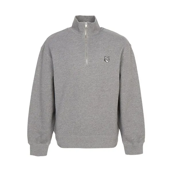 Maison Kitsuné Fox Head Half Zip Sweatshirt - Gray