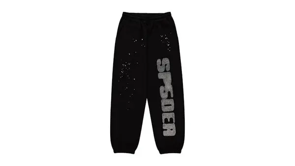 SP5DER Rhinestone Silk Sweatpant - Black