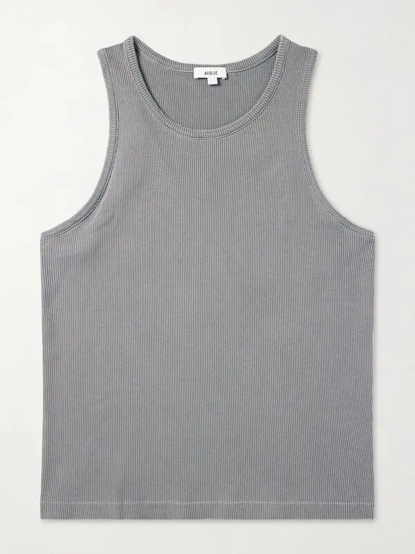 AGOLDE Viggo Ribbed Tank Top - Gray