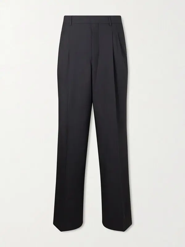 Ami Wide-leg Pleated Wool Trousers